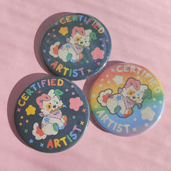 certified artist button badge pins! – hannimations